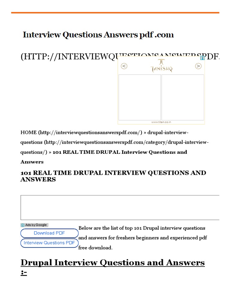 101 Real Time Drupal Interview Questions And Answers Pdf Drupal Information Technology