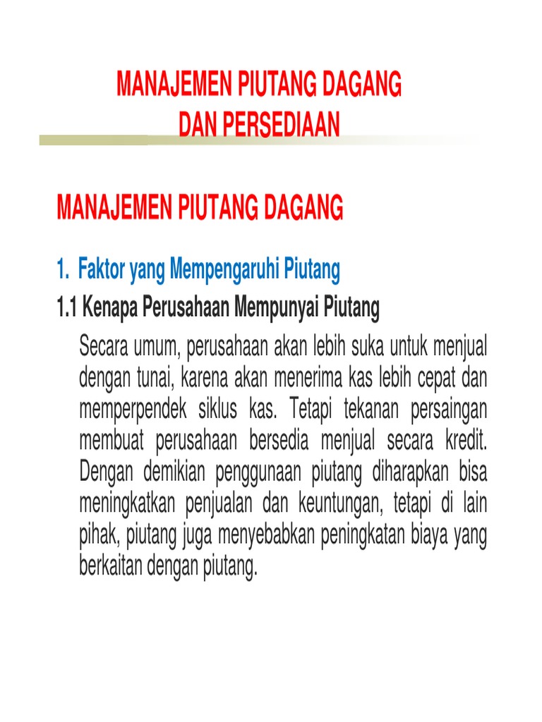 Faktor Pengaruh Piutang Dagang | PDF