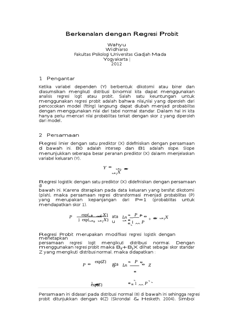 Berkenalan Dengan Regresi Probit | PDF