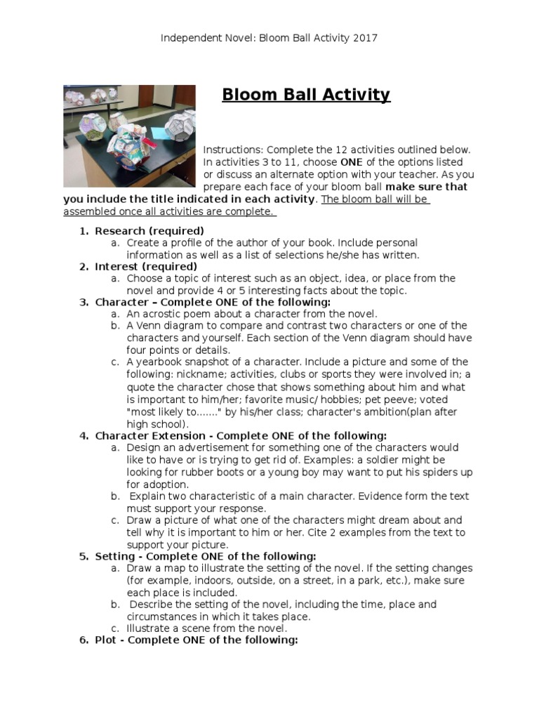 Bloom Ball Activity Instructions | PDF | Plot (Narrative) | Novels