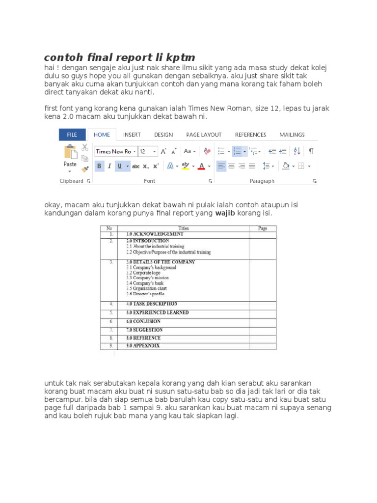 Contoh Final Report Li KPTM | PDF | Karier & Perkembangan | Bisnis