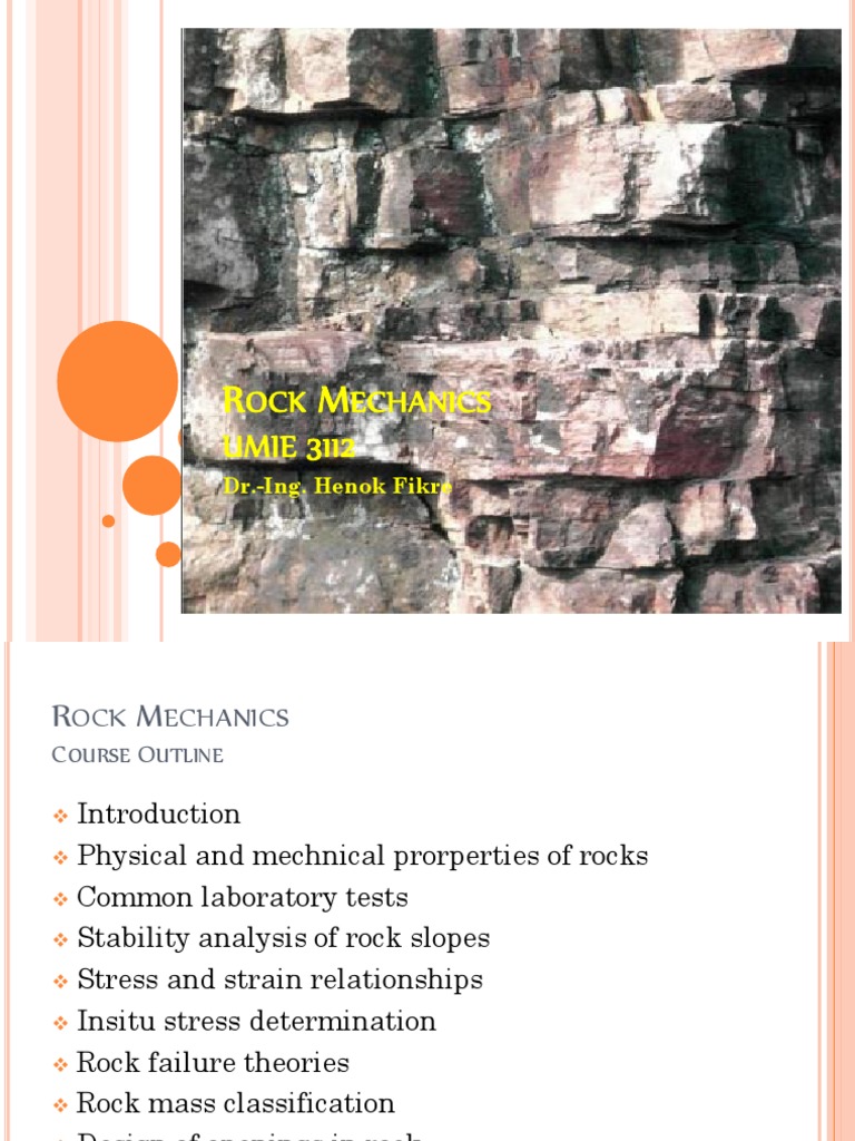 Rock Mechanics Lecture1 | PDF | Rock (Geology) | Mining