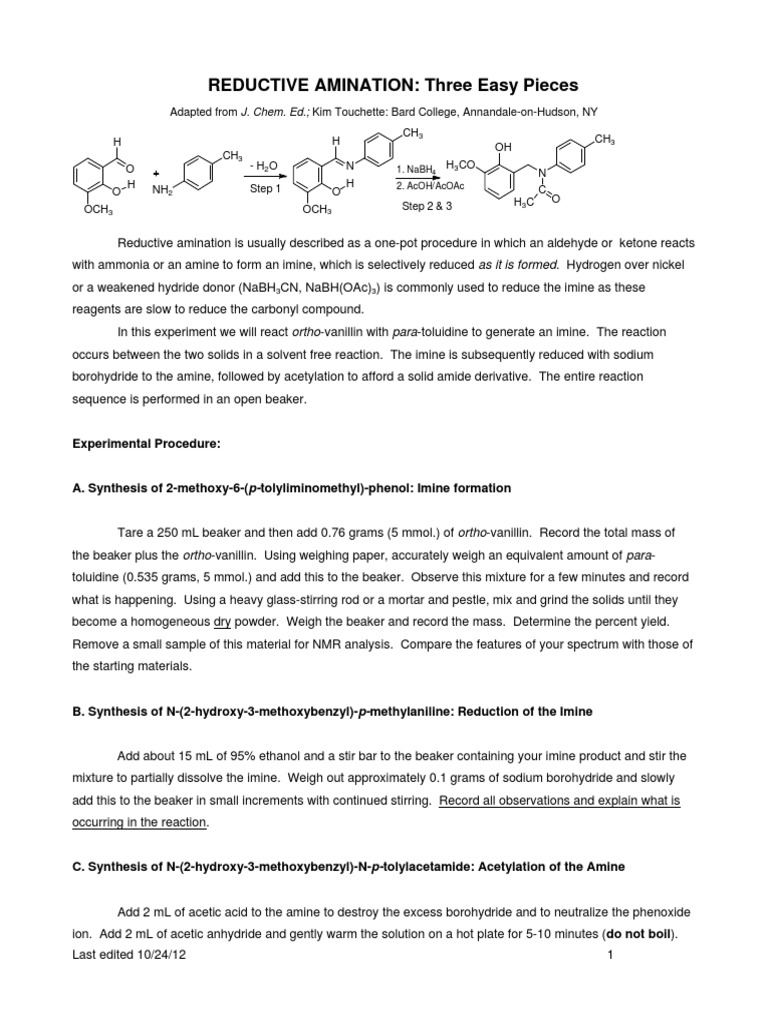 12-Reductive Amination | PDF | Unit Processes | Chemical Reactions