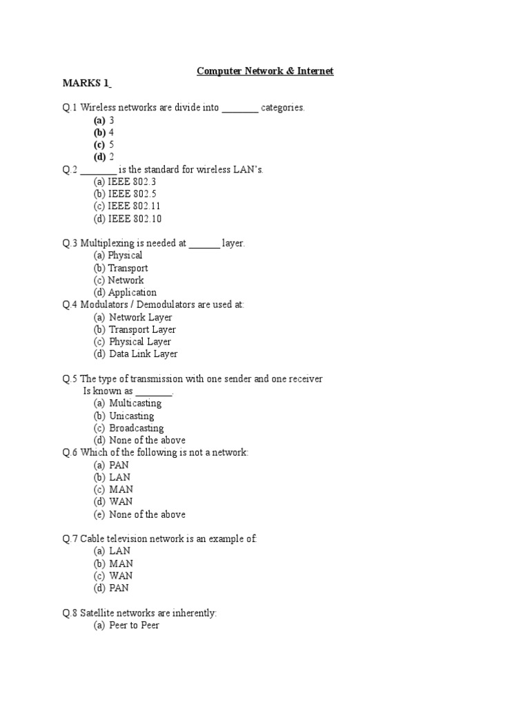 Computer Network MCQ | PDF