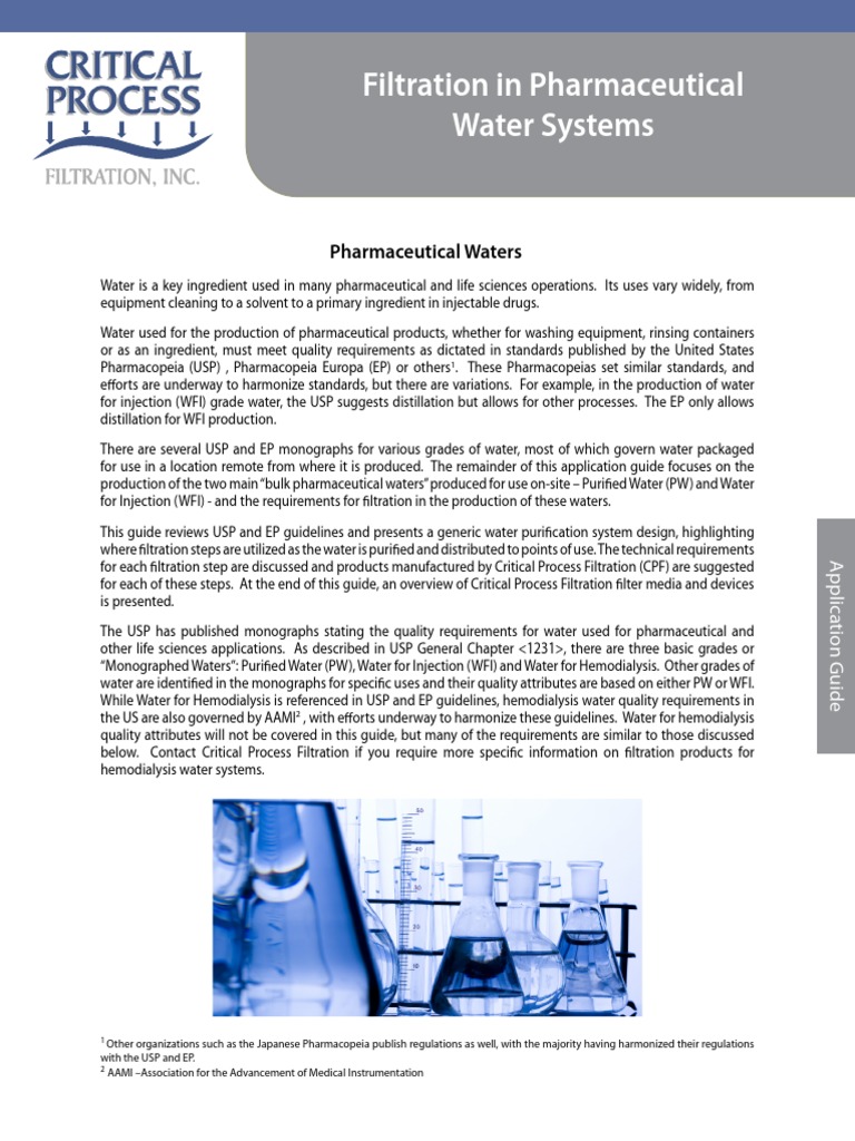Filtration in Pharmaceutical Water Systems | PDF | Filtration | Water ...