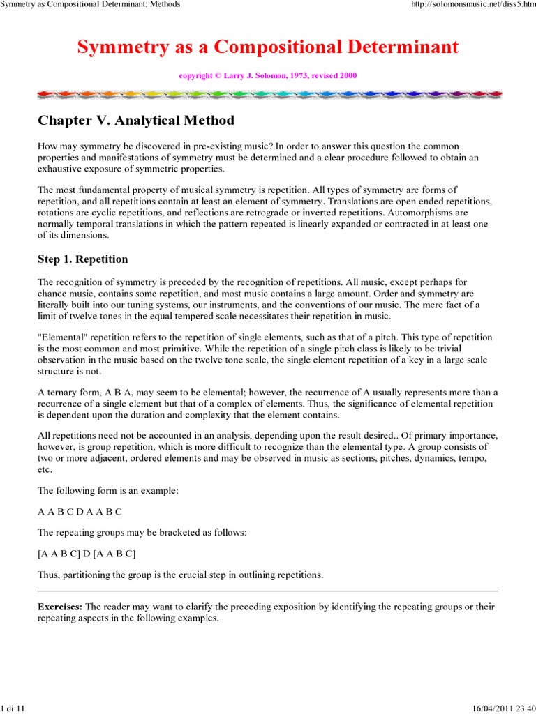 Symmetry As Compositional Determinant Methods | PDF | Symmetry | Tempo