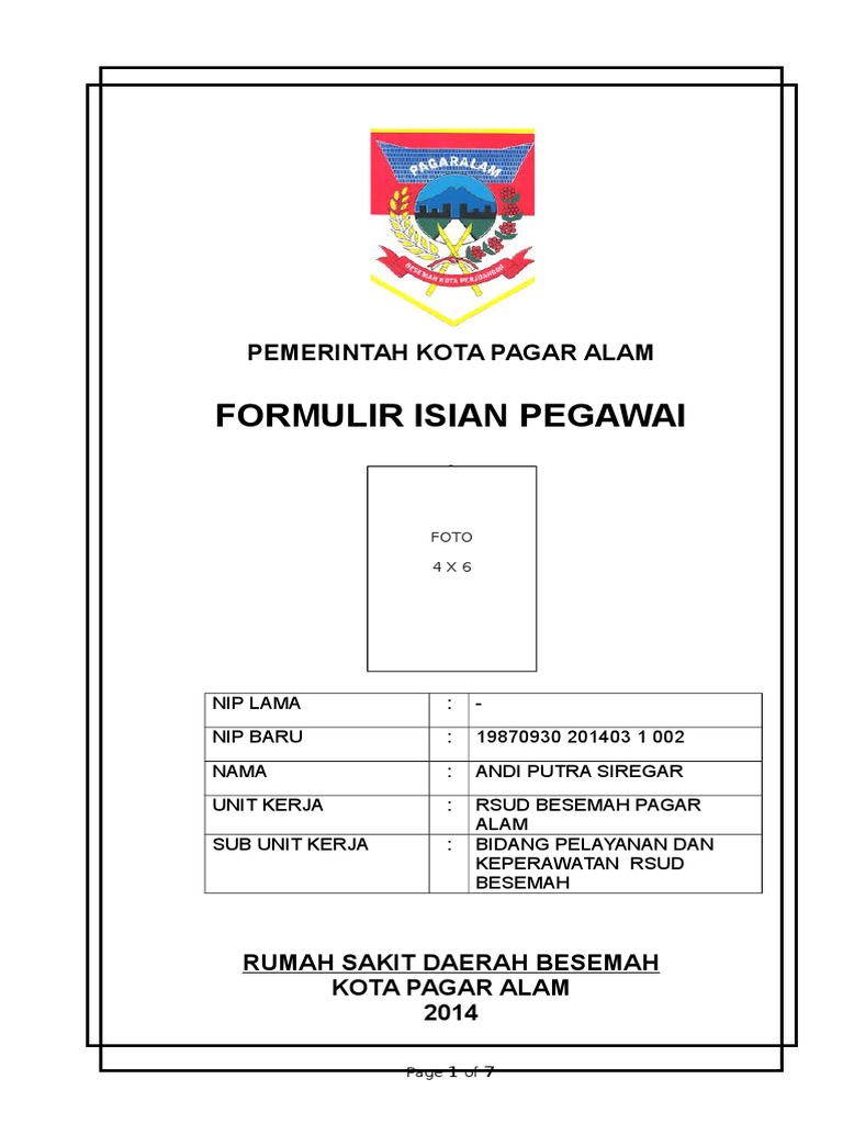 Formulir Pemutakhiran Data Manual (1) Dr. Andi Putra Siregar | PDF