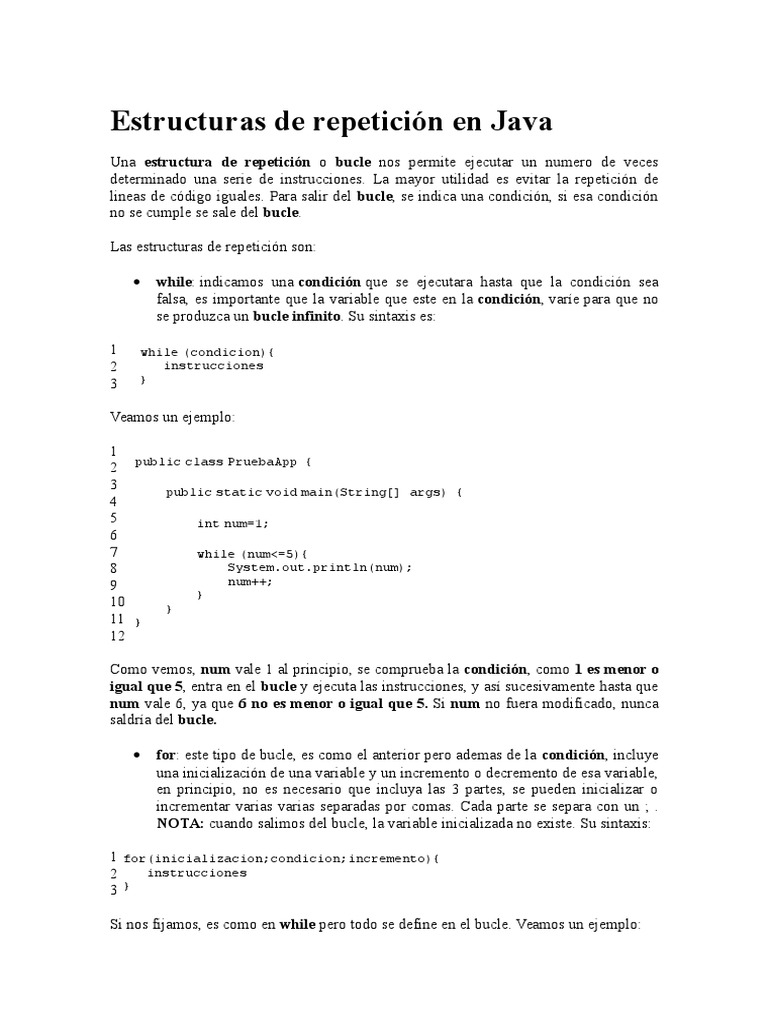 013 Estructuras de Repetición en Java | PDF | Java (lenguaje de ...