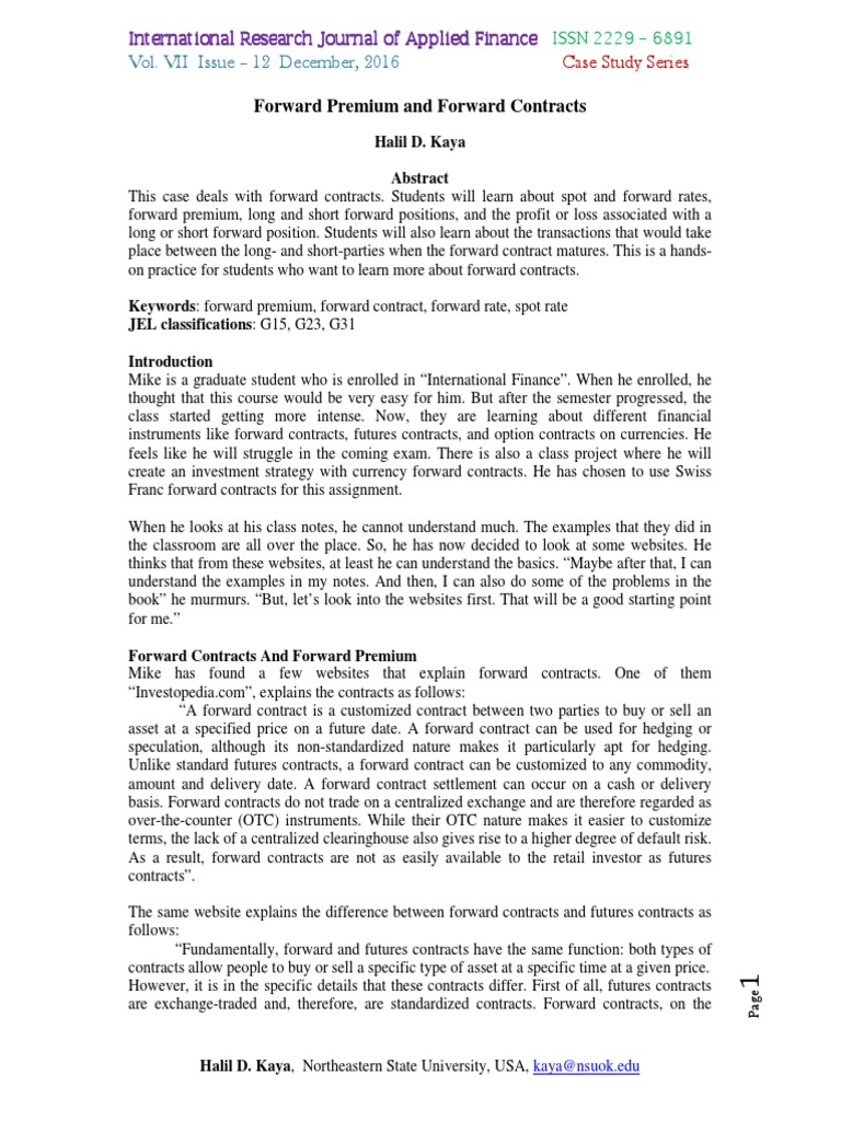 Forward Contracts for Students | PDF | Futures Contract | Foreign ...