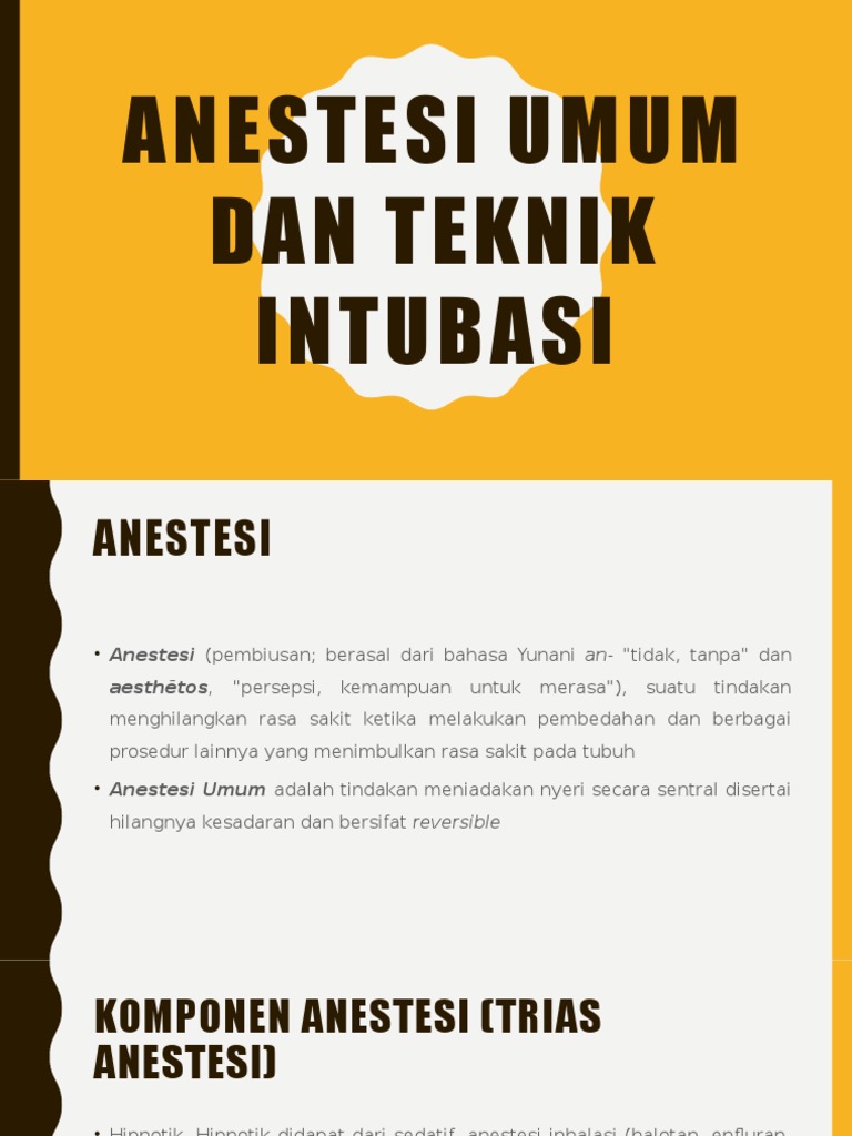 Anestesi Umum Dan Teknik Intubasi | PDF