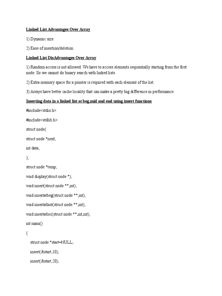 Linked List Advantages Over Array | Pdf | Array Data Structure 