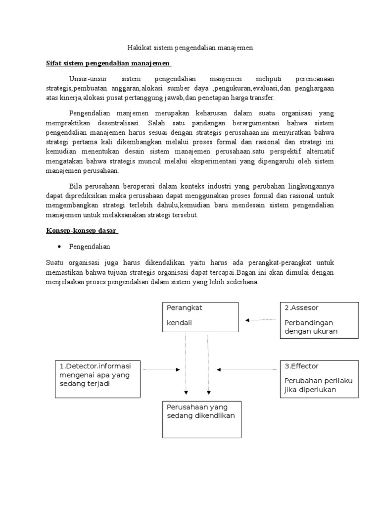 Hakikat Sistem Pengendalian Manajemen | PDF