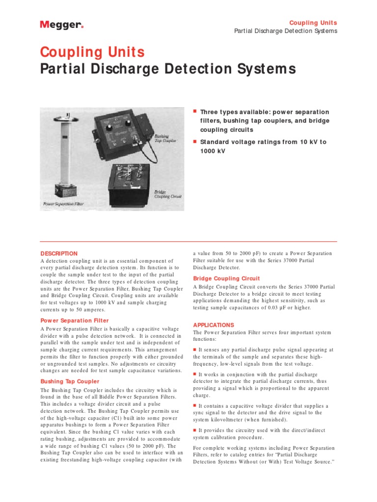 Partial Discharge Coupling Units Overview | PDF | Capacitor | Detector ...