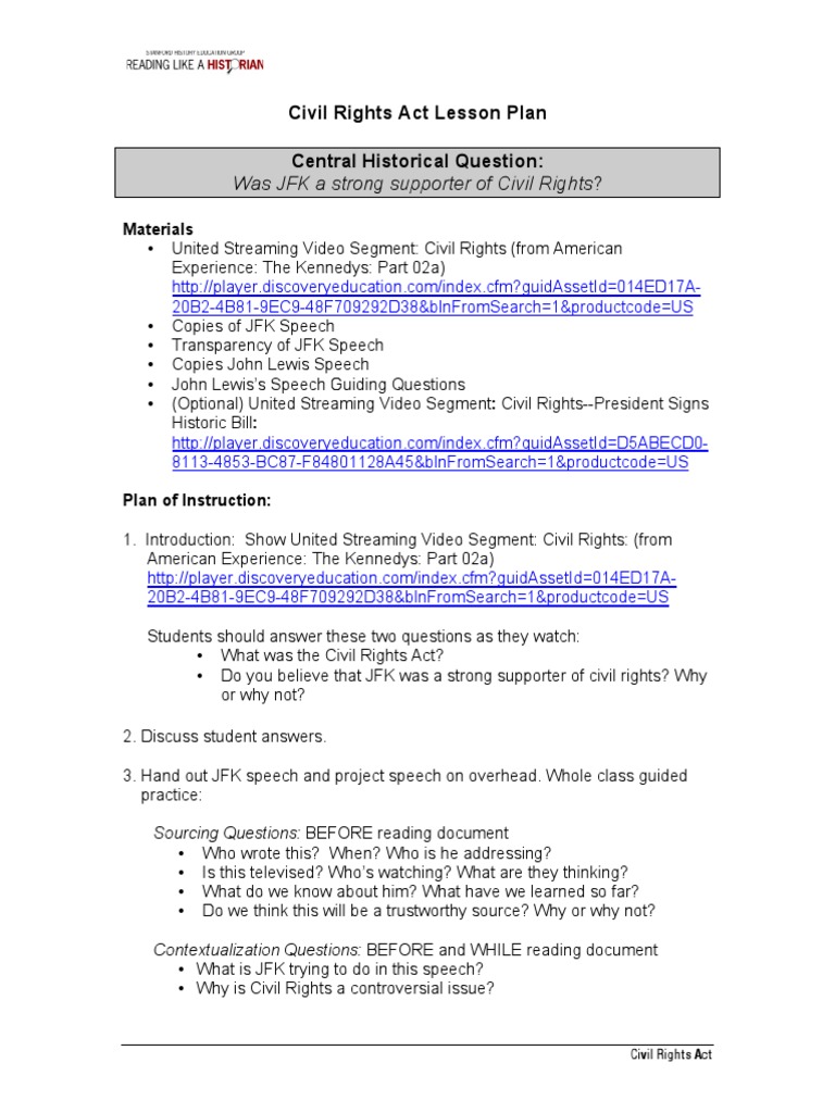Civil Rights Act Lesson Plan-Stanford | Download Free PDF | African ...