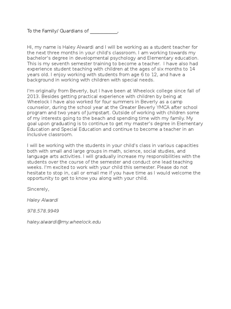Family Letter | PDF