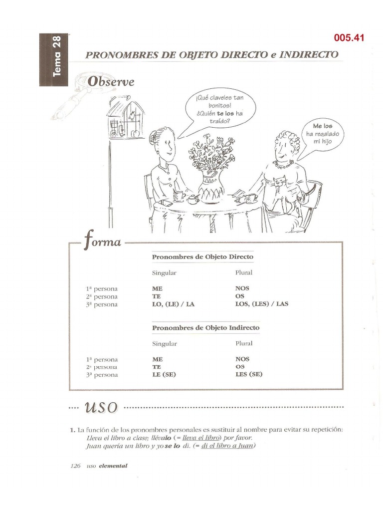 Pronombres de Objeto Directo e Indirecto | PDF | Sintaxis | Gramática