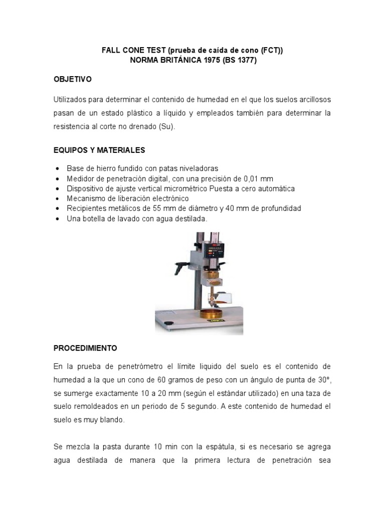 Fall Cone Test | PDF | Science | Ingeniería