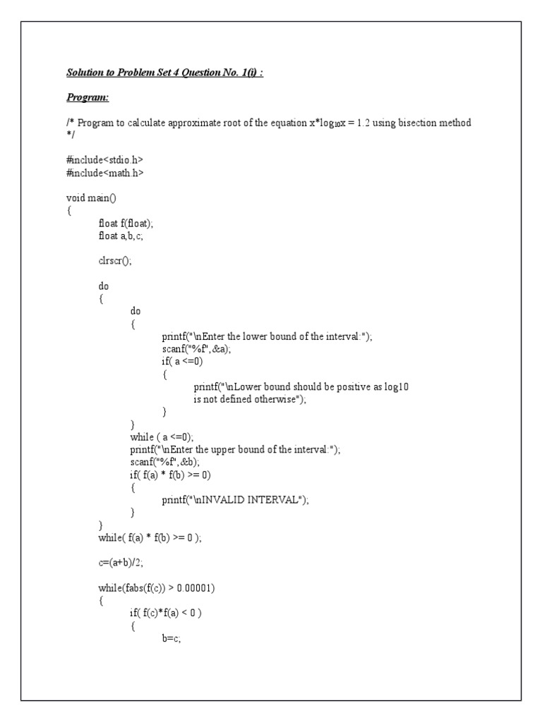 Solution To Problem Set 4 Question No. 1 (I) : Program | PDF | Teaching Methods & Materials ...