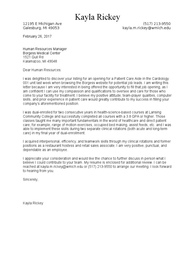 Cover Letter Final | PDF