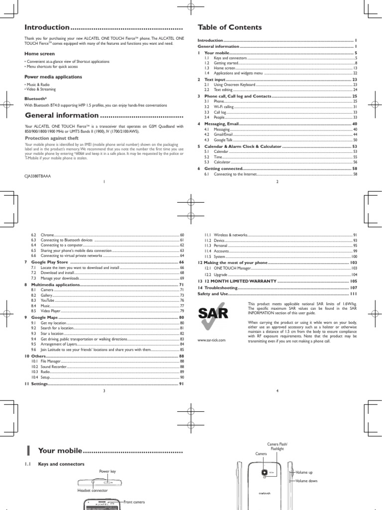 Alcatel One Touch Fierce - Um | PDF | Computer Keyboard | Mobile Phones