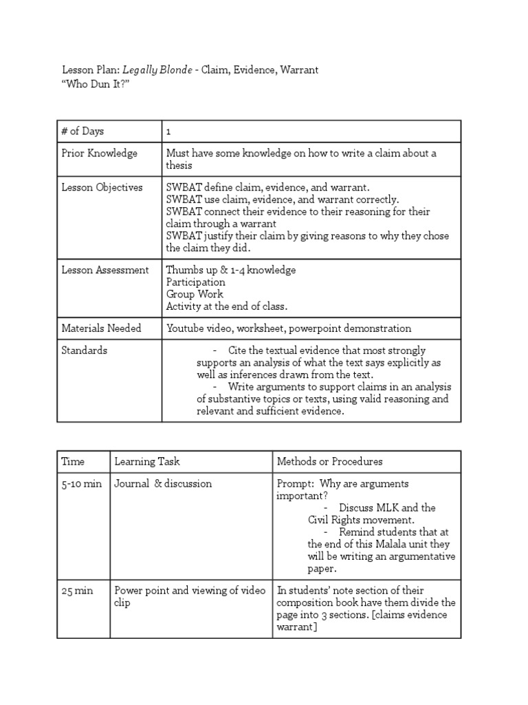 Claim, Evidence, Warrant in Argumentation | PDF | Educational ...