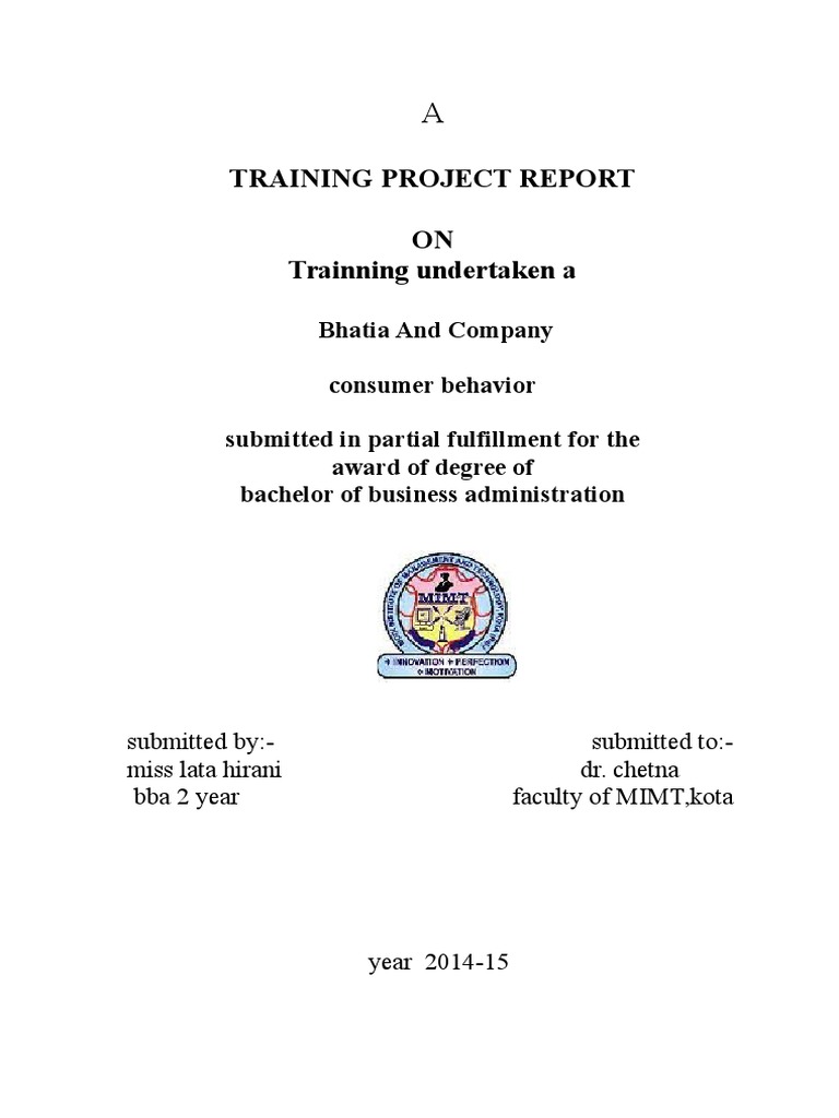 Project Report&Certificate ..Bhatia Company | PDF | Research Design ...