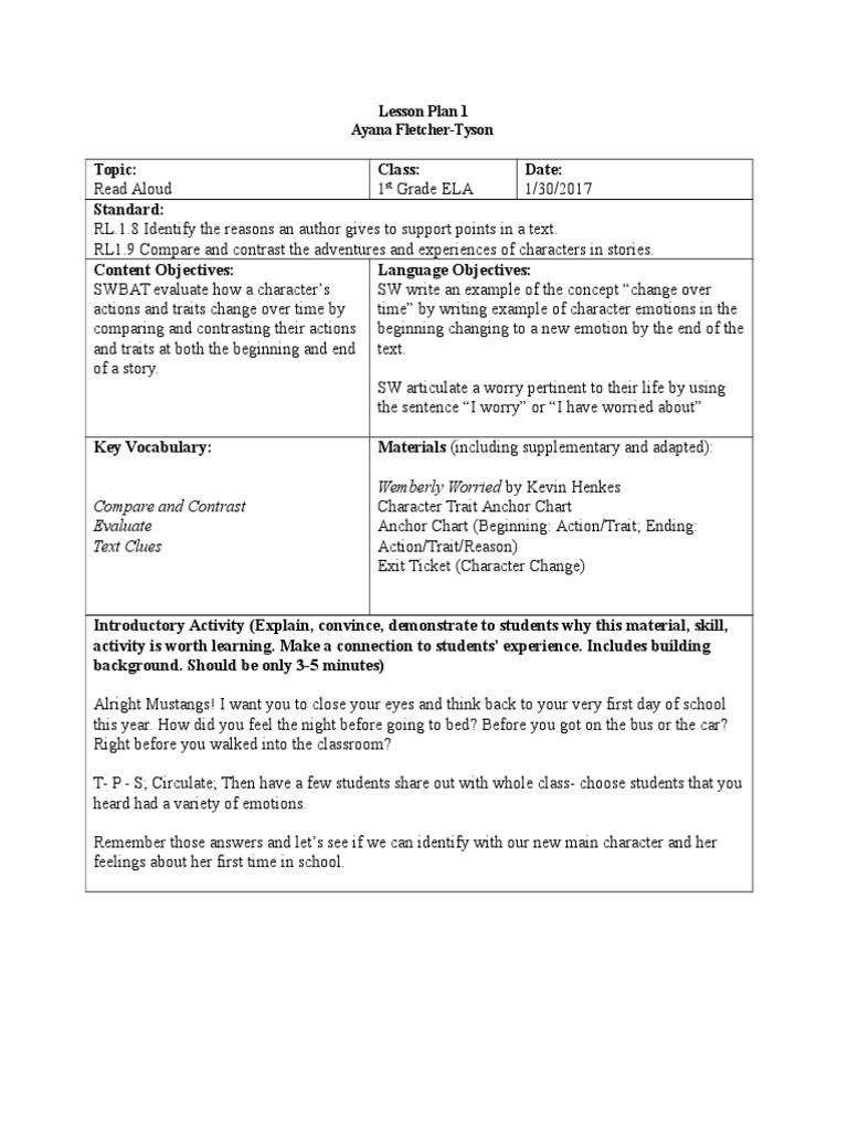 Compare and Contrast Evaluate Text Clues Wemberly Worried by Kevin ...
