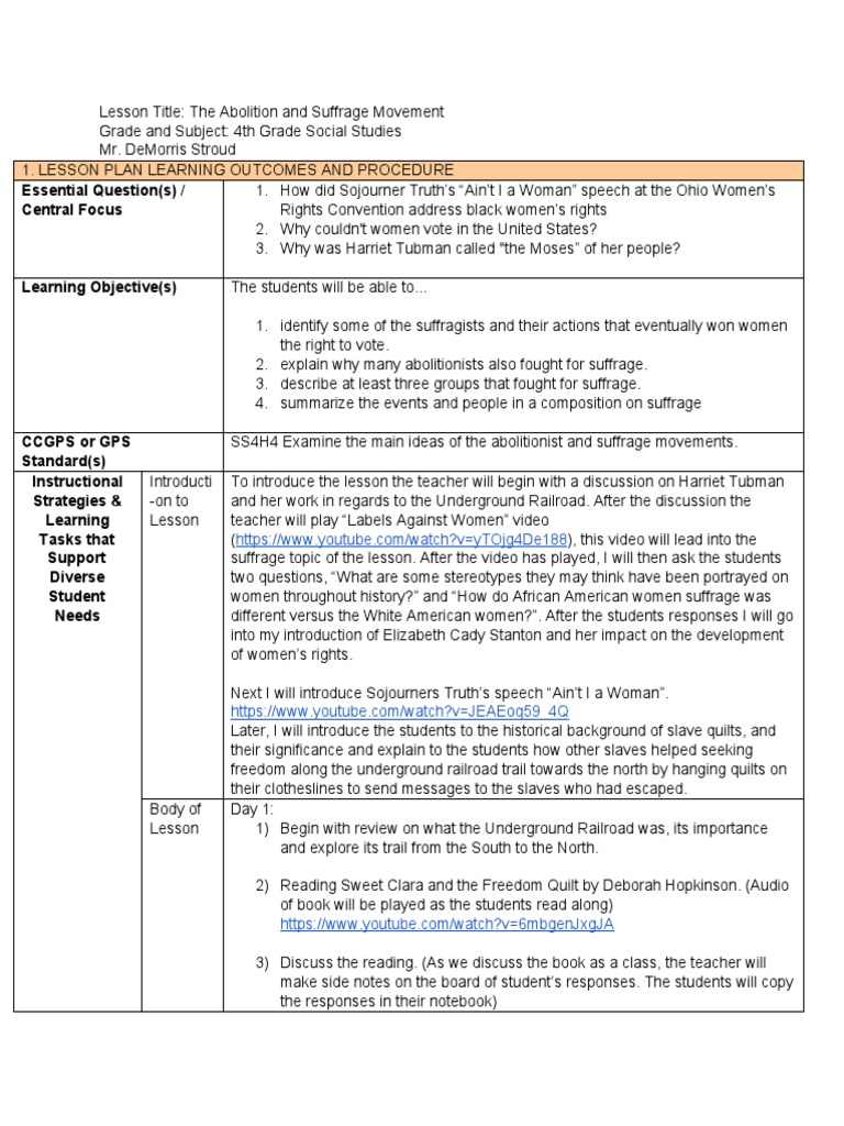 4th Grade: Abolition & Suffrage | PDF