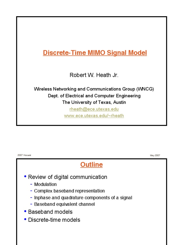 Discrete Time MIMO Signal Model | PDF | Mimo | Analog To Digital Converter