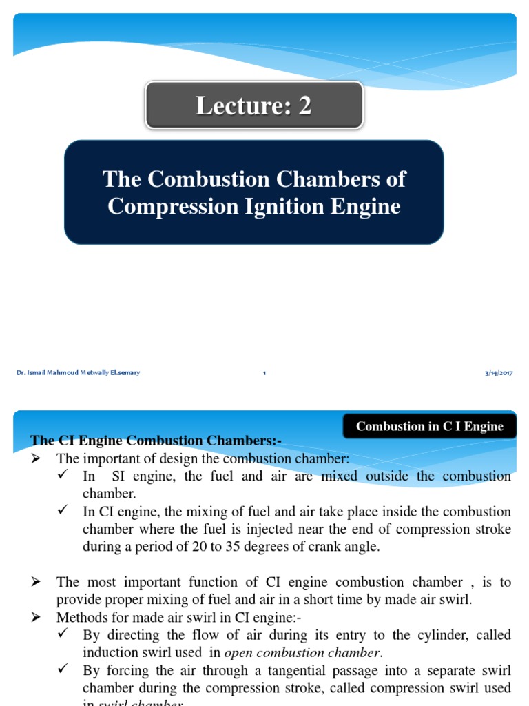 Lec 2.the Combustion Chambers of C I E | Download Free PDF | Internal Combustion Engine | Combustion