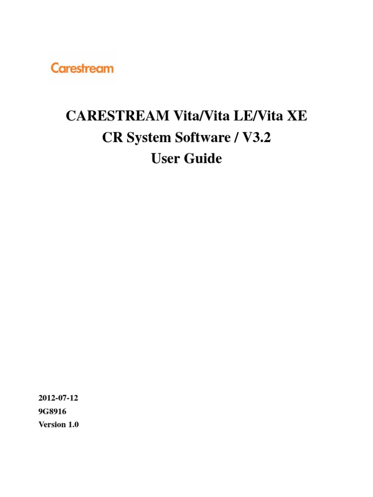 Carestream Vita CR System User Guie | PDF | Image Scanner | Software