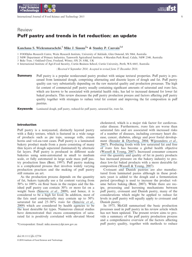 Puff Pastry and Trends in Fat Reduction | PDF | Dough | Foods