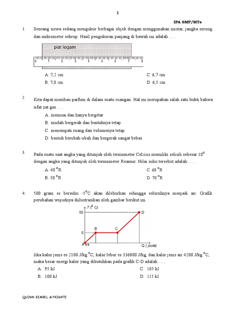 Try Out Paket 1 UN IPA Untuk SLTP | PDF