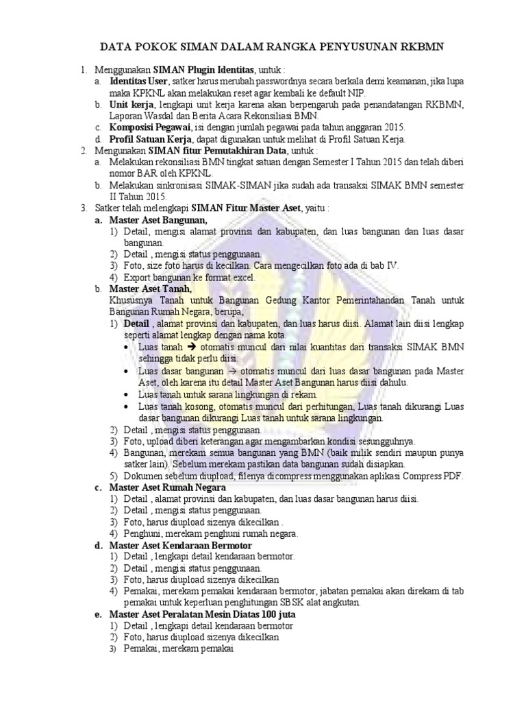 Data Pokok Master Aset Dan FAQ Penyusunan RKBMN | PDF