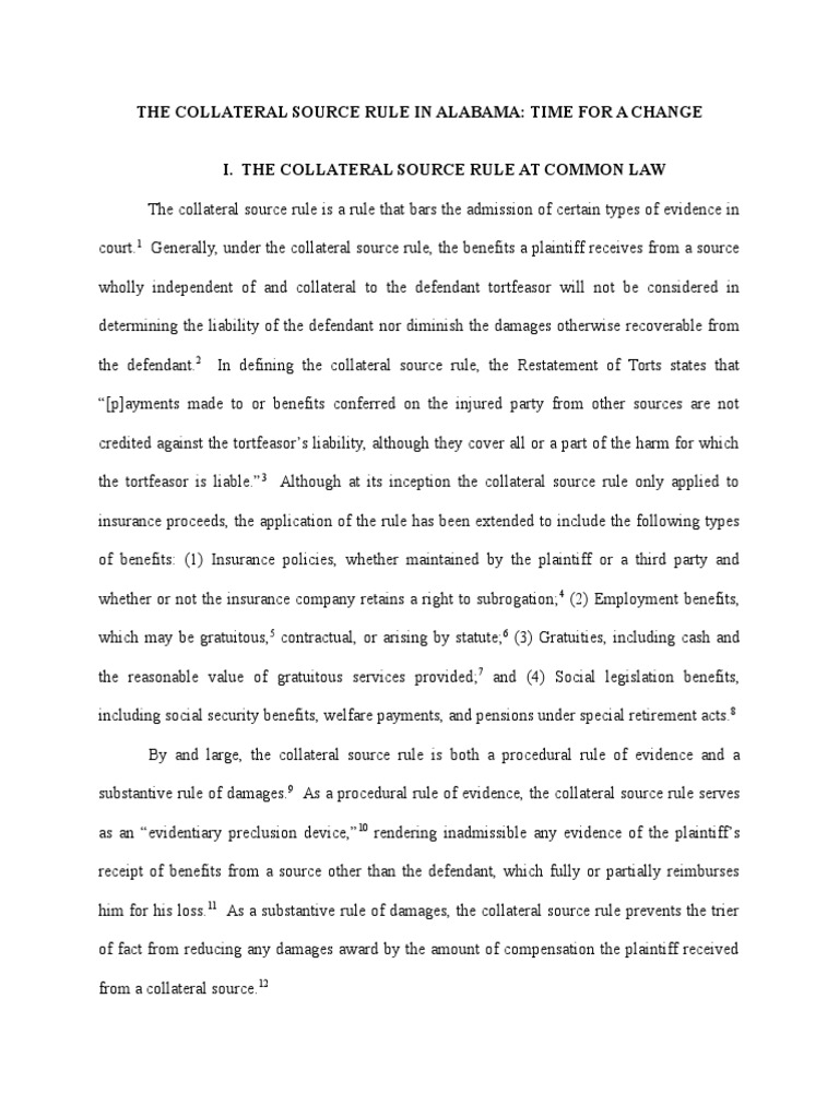 Collateral Source Rule in Alabama | PDF | Tort | Liability Insurance