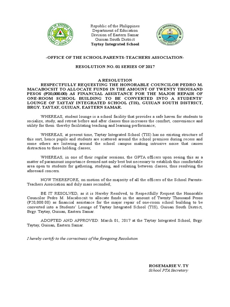 Resolution For Student Lounge | PDF | Wellness