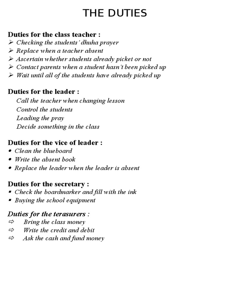 Key Responsibilities of Teachers, Leaders, and Support Staff in a ...