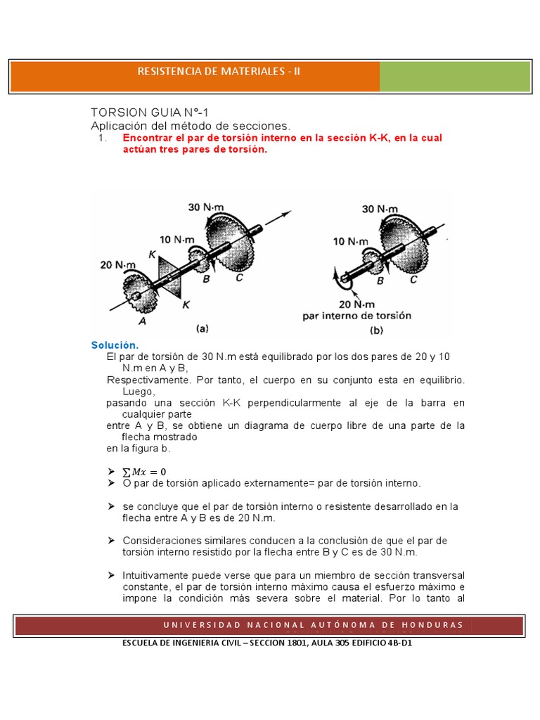 TORSION GUIA N°-1 | Esfuerzo de torsión | Elasticidad (Física)