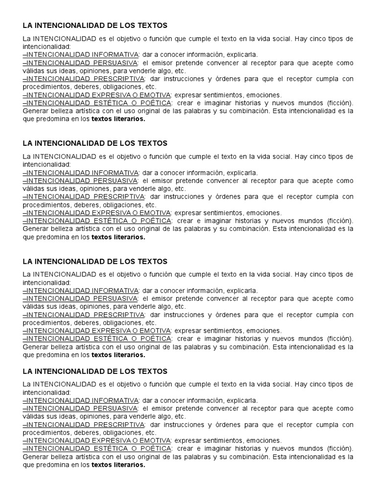 Intencionalidad de Los Textos | Estética | Poética
