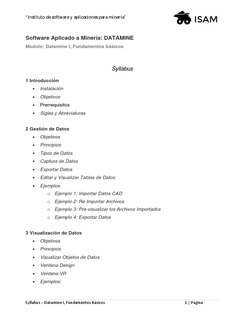 Datamine (Plan Mina Subterránea) - ISAM - 2016 | PDF | Software ...