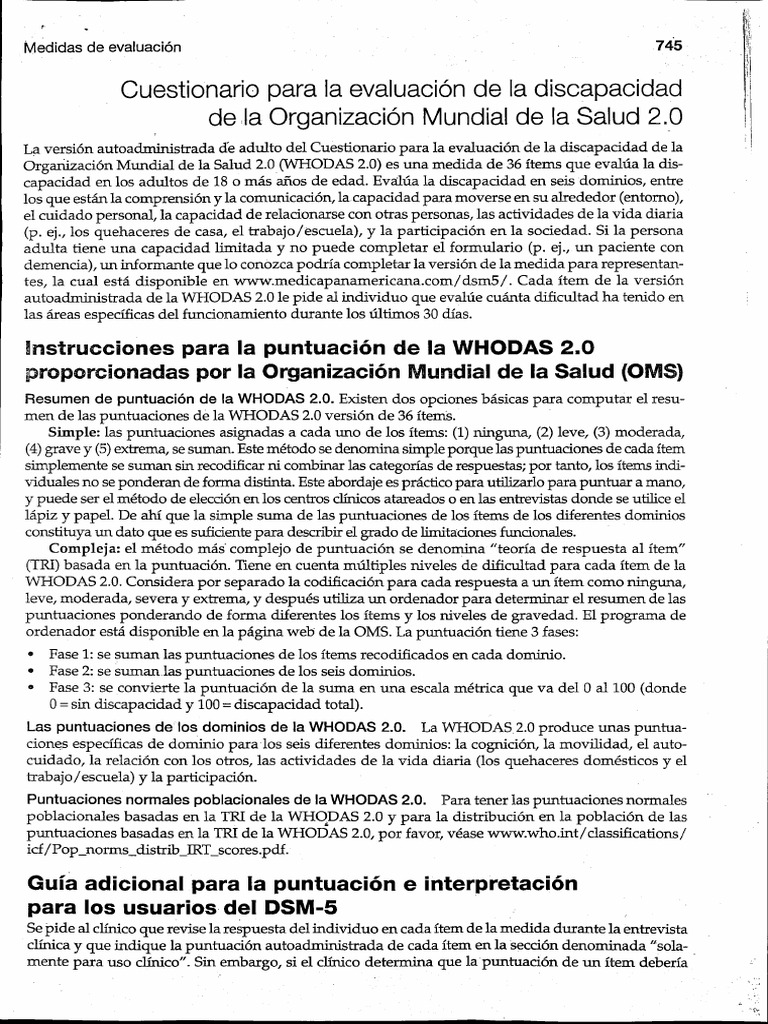 WHODAS 2.0. Español PDF | PDF