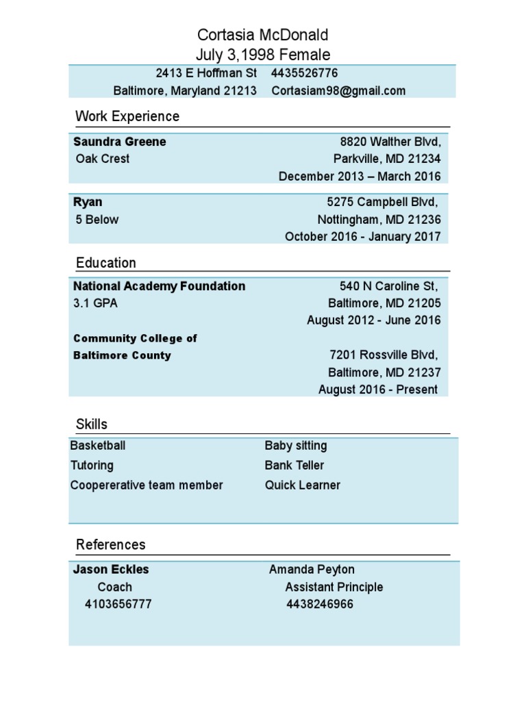 Mcdonald Resume | PDF