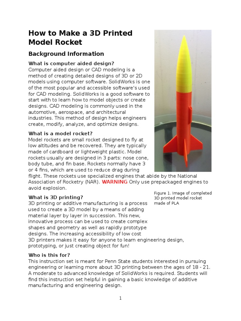 3D Printed Model Rocket Guide | PDF | 3 D Printing | 3 D Modeling
