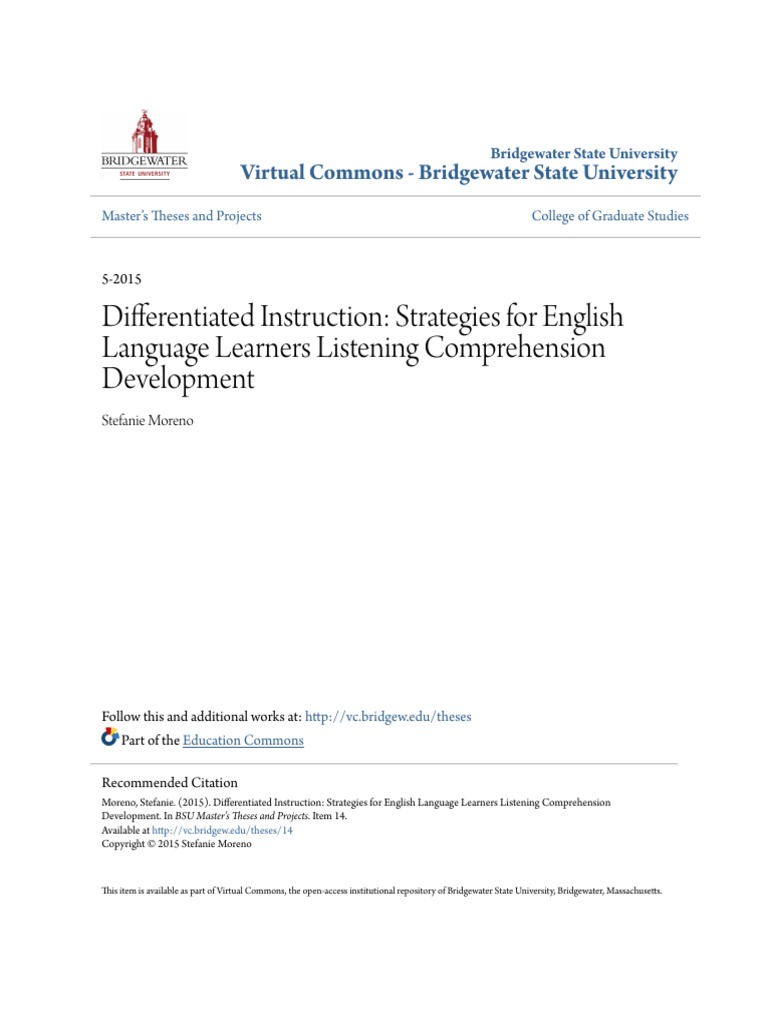 Differentiated Instruction Strategies For English Language Learn Pdf
