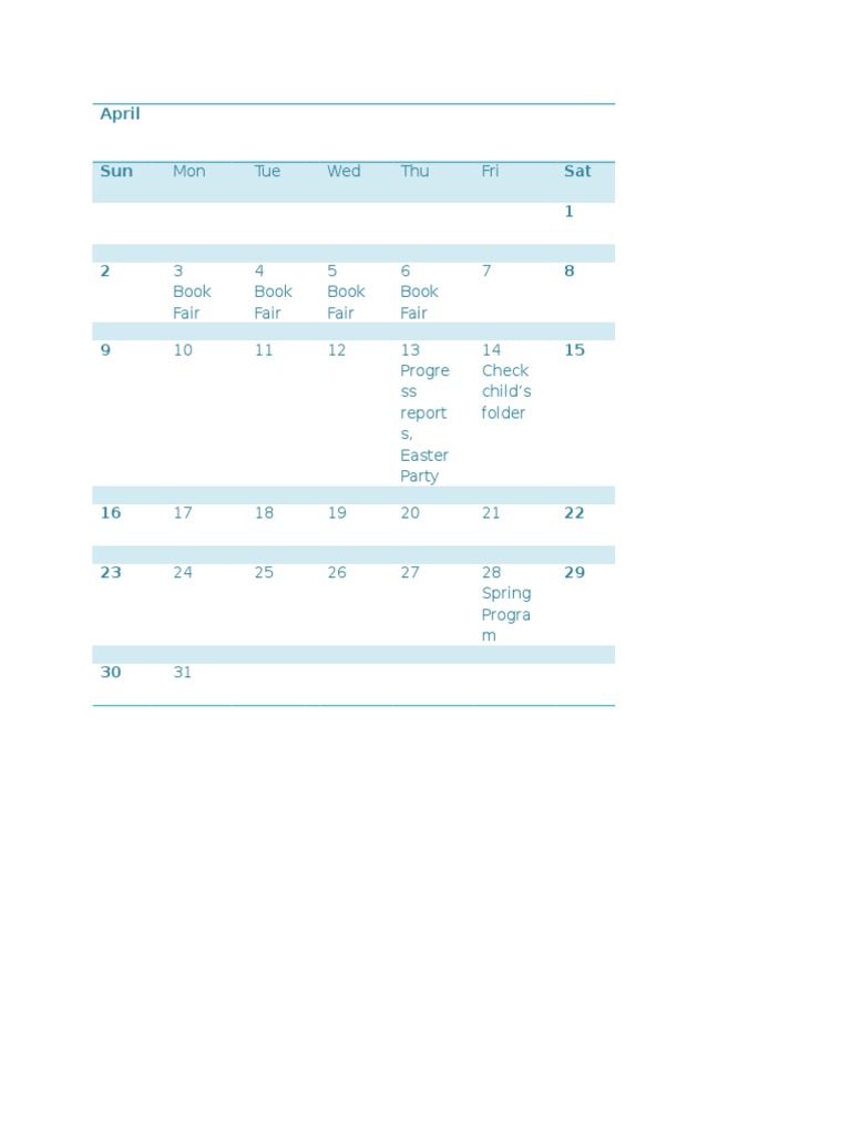 April Calendar | PDF