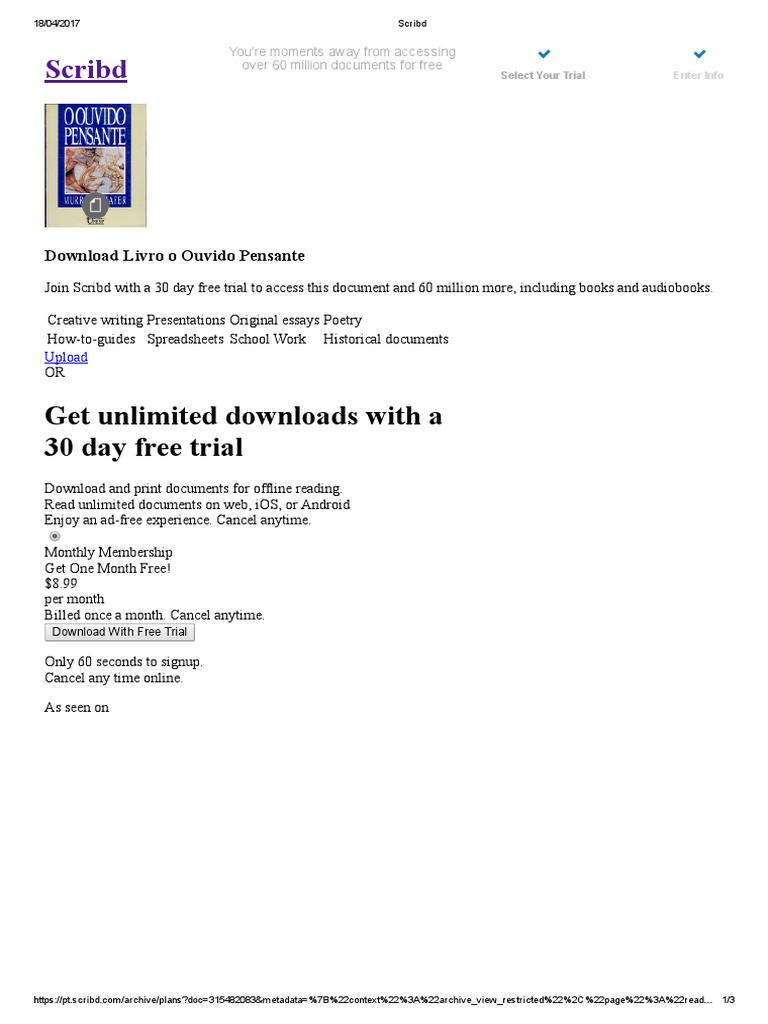 Scribd: Get Unlimited Downloads With A 30 Day Free Trial | PDF