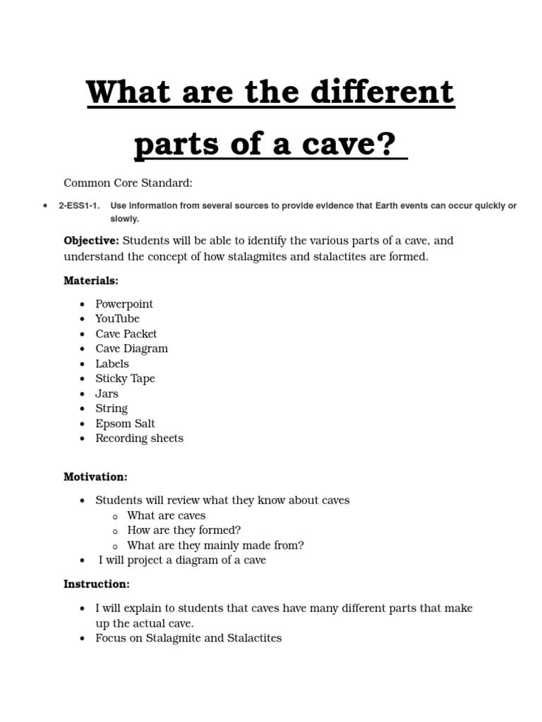 What Are The Different Parts of A Cave | PDF