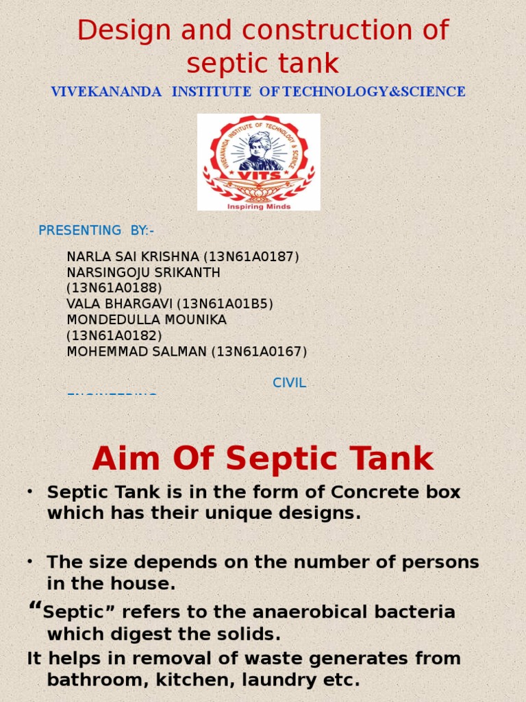 Septic Tank Presentation | PDF | Septic Tank | Water Supply