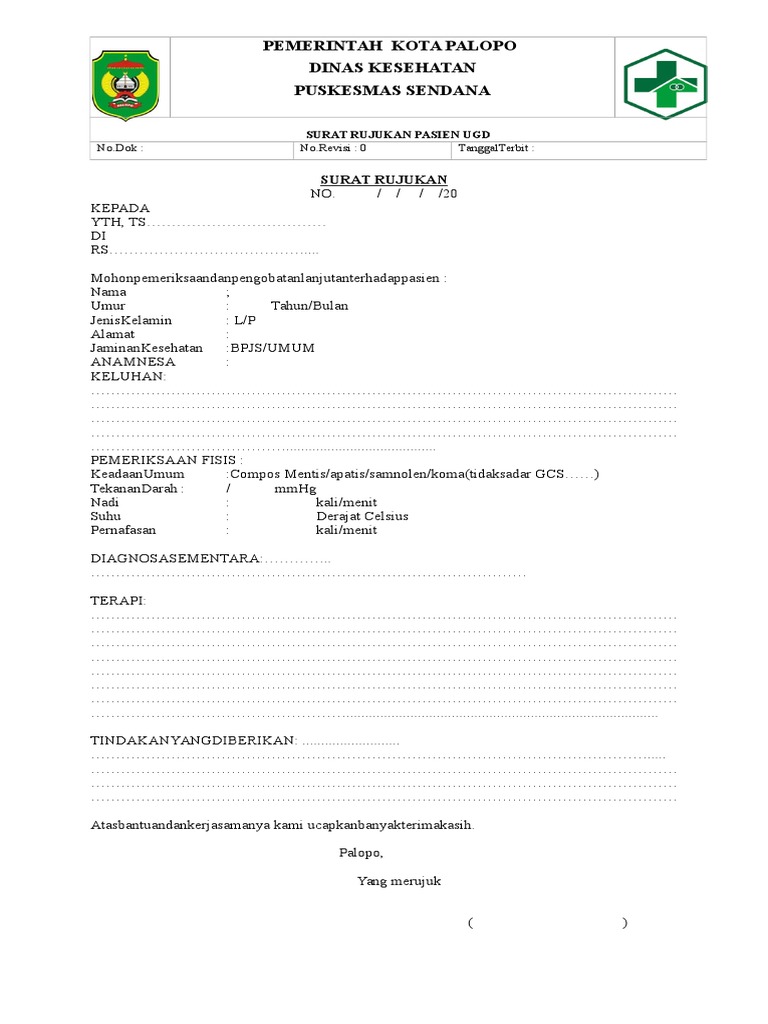 7.2.3.EP.4-FORM UGD 02 Surat Rujukan UGD | PDF