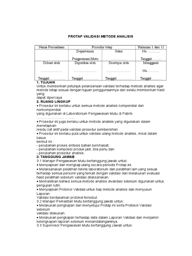 Protap Validasi Metode Analisis | PDF
